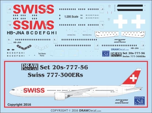 Draw Decal 20-777-56 Boeing 777-300ER - Swiss International Airlines
