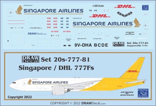 Draw Decal 20-777-81 Boeing 777F - Singapore Airlines / DHL