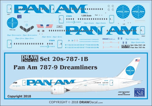 Draw Decal 20-787-01B Boeing 787-9 Dreamliner - Pan Am