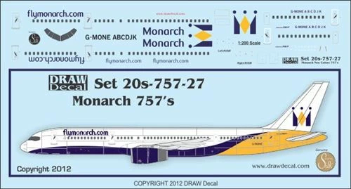 Draw Decal 20-757-27 Boeing 757-200 - Monarch New Colors