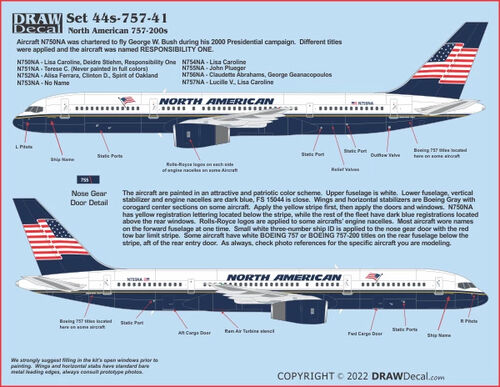 Draw Decal 20-757-41 Boeing 757 - North American Airlines