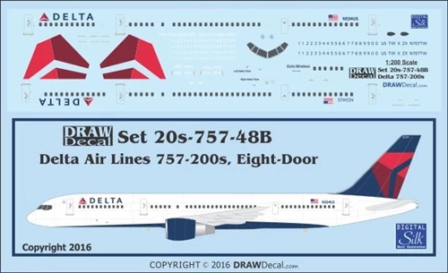 Draw Decal 20-757-48B Boeing 757-200 - Delta Air Lines (Eight-Door Version)