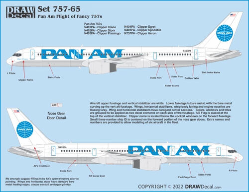 Draw Decal 20-757-65 Boeing 757-200 - Pan Am Flight of Fancy