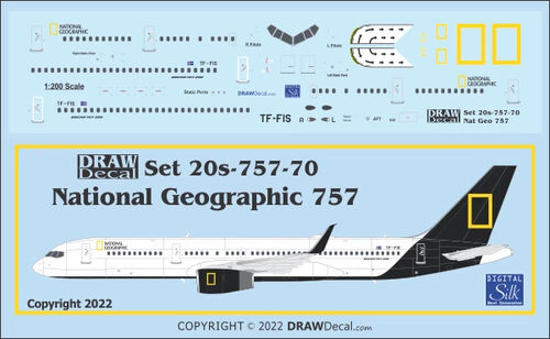 Draw Decal 20-757-70 Boeing 757 - National Geographic (TF-FIS)