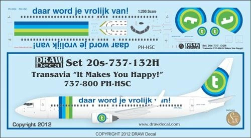 Draw Decal 20-737-132H Boeing 737-800 - Transavia "It Makes You Happy"
