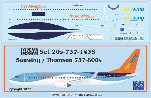 Draw Decal 20-737-143S Boeing 737-800 - Sunwing / Thomson