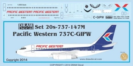 Draw Decal 20-737-147M Boeing 737 - Pacific Western (C-GIPW Restoration)