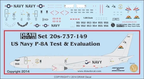 Draw Decal 20-737-149 Boeing P-8 Poseidon - US Navy Test and Evaluation Squadrons Decals