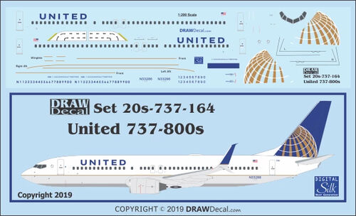 Draw Decal 20-737-164 Boeing 737-800 - United Airlines