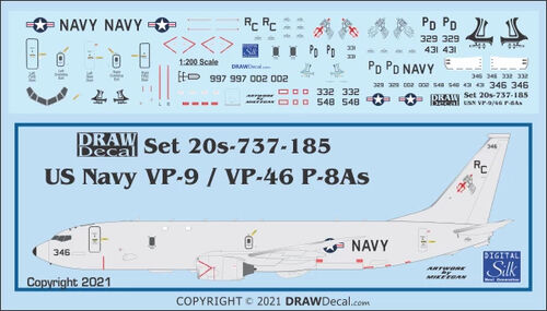 Draw Decal 20-737-185 Boeing P-8A Poseidon - US Navy VP-9 and VP-46 Squadrons Decals