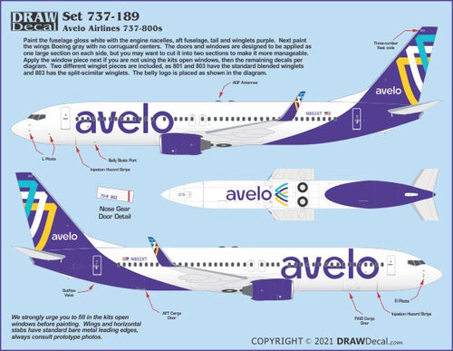 Draw Decal 20-737-189 Boeing 737-800 - Avelo Airlines
