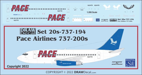 Draw Decal 20-737-194 Boeing 737-200 - Pace Airlines