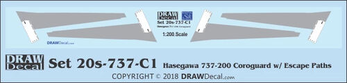 Draw Decal 20-737-C01 Boeing 737-200 - Coroguard with Wing Paths, Two Complete Sets (for Hasegawa & Monogram kits)