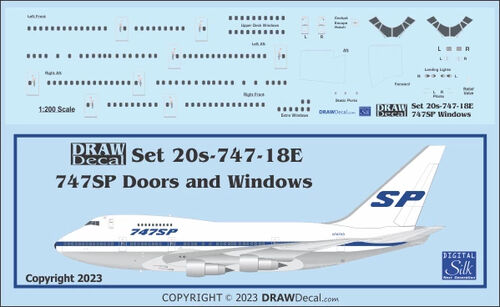 Draw Decal 20-747-18E Boeing 747SP - Door, Windows and Windshield Set