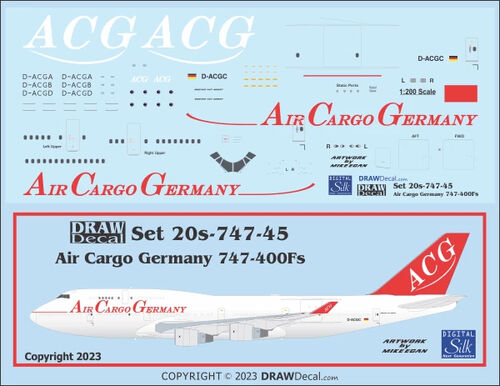 Draw Decal 20-747-45 Boeing 747-400F - Air Cargo Germany