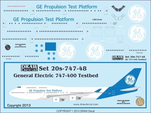 Draw Decal 20-747-48 Boeing 747-400 - General Electric Propulsion Test Platform