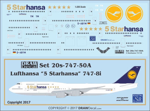 Draw Decal 20-747-50A Boeing 747-8i - Lufthansa "5Starhansa"