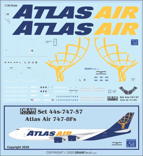Draw Decal 20-747-57 Boeing 747-8F - Atlas Air