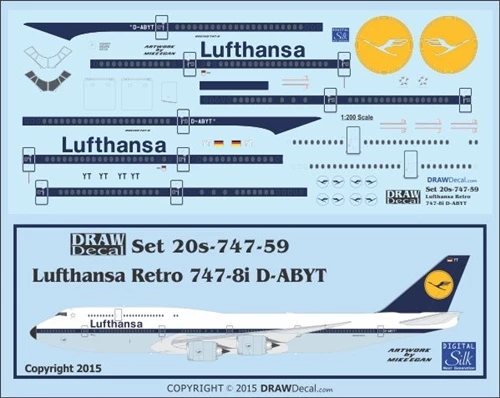 Draw Decal 20-747-59 Boeing 747-8i - Lufthansa Retro (D-ABYT)