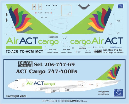 Draw Decal 20-747-69 Boeing 747-400F - ACT Cargo