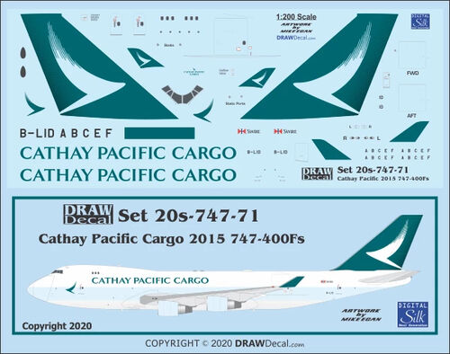 Draw Decal 20-747-71 Boeing 747-400 - Cathay Pacific Cargo (2015 Scheme)