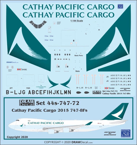 Draw Decal 20-747-72 Boeing 747-8F - Cathay Pacific (2015 Scheme)