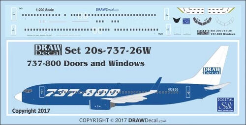Draw Decal 20-737-26W Boeing 737-800 - White Doors and Windows (for Hasegawa kits)