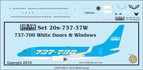 Draw Decal 20-737-37W Boeing 737-700 - Doors and Windows (White)
