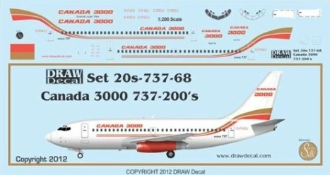 Draw Decal 20-737-68 Boeing 737-200 - Canada 3000