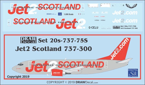 Draw Decal 20-737-75S Boeing 737-300 - Jet2 Scotland (G-CELU)