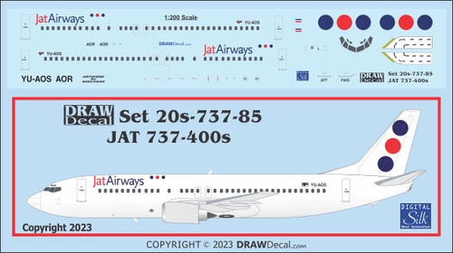 Draw Decal 20-737-85 Boeing 737-400 - JAT New Colors
