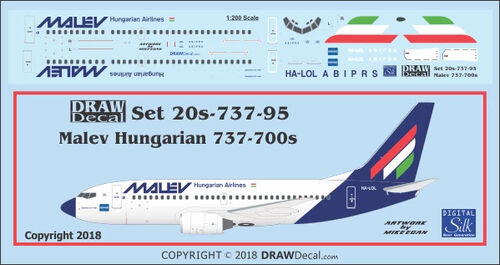 Draw Decal 20-737-95 Boeing 737-700 - Malev Airlines