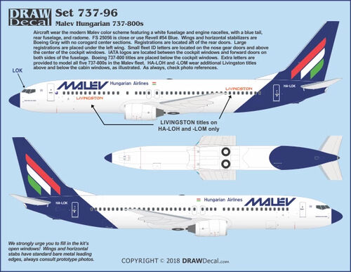 Draw Decal 20-737-96 Boeing 737-800 - Malev Airlines