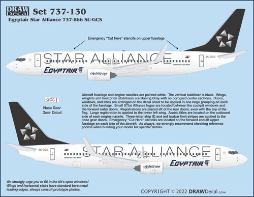 Draw Decal 20-737-130 Boeing 737-800 - Egypt Air Star Alliance