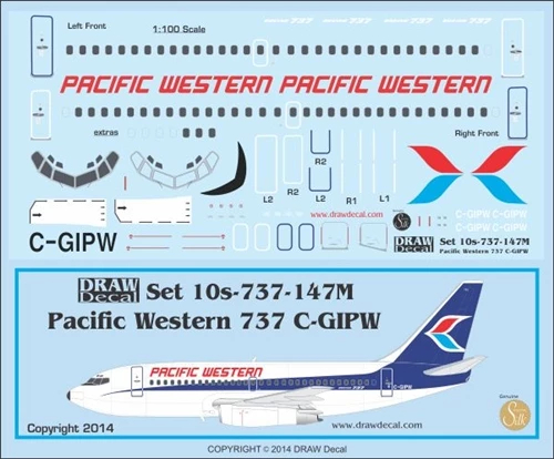 Draw Decal 10-737-147M Boeing 737 C-GIPW Restoration - Pacific Western