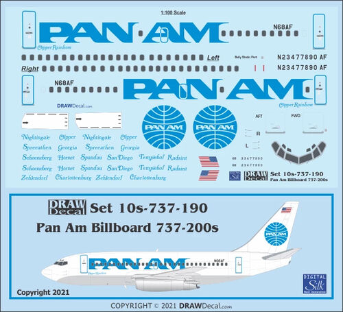 Draw Decal 10-737-190 Boeing 737-200s - Pan Am Billboard