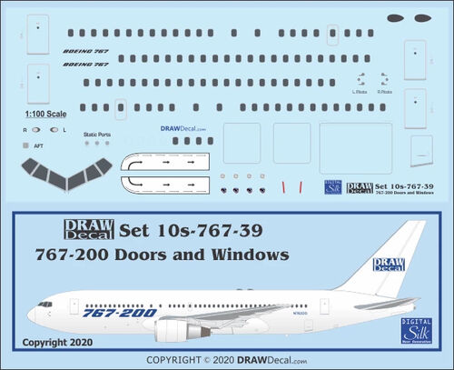 Draw Decal 10-767-39 Boeing 767-200 - Doors and Windows
