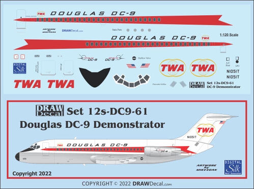 Draw Decal 12-DC9-61 DC-9-10 - Douglas House Colors