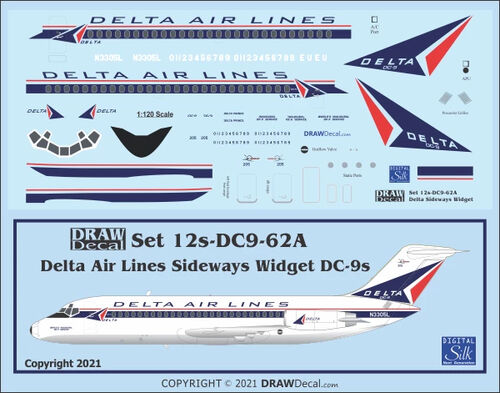 Draw Decal 12-DC9-62A DC-9-14 - Delta Air Lines Sideways Widget