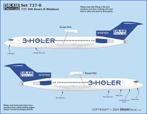 Draw Decal 20-727-08 Boeing 727-200 - Doors and Windows