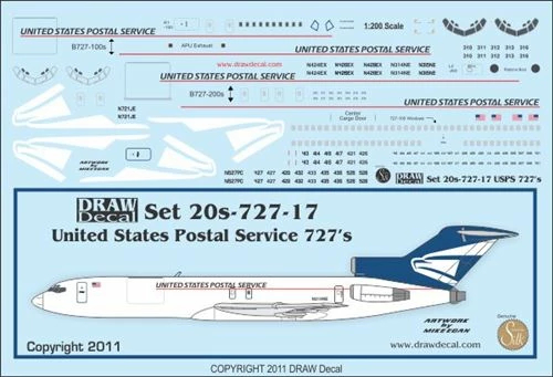 Draw Decal 20-727-17 Boeing 727-100/200 - United States Postal Service