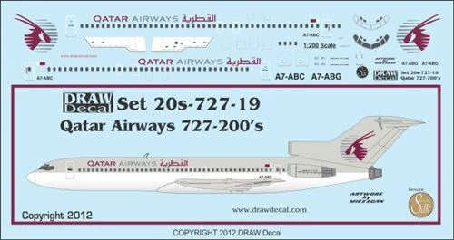 Draw Decal 20-727-19 Boeing 727-200 - Qatar Airways