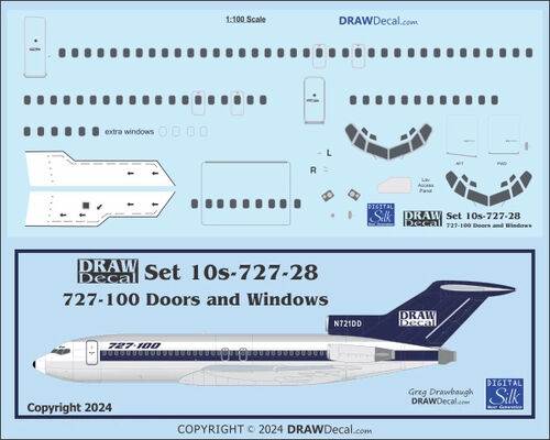Draw Decal 10-727-28 Boeing 727-100 - Doors and Windows