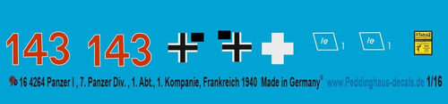 Peddinghaus-Decals 4264 Panzer I Ausf. A, 7. Panzer Division, 1. Abt., 1. Company, France 1940