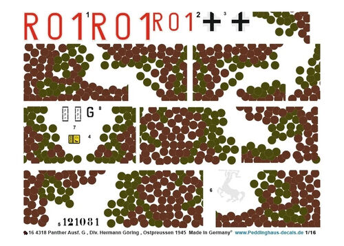 Peddinghaus-Decals 4318 Panther Ausf. G Div. Hermann Göring, East Prussia 1945 With Circle Camouflage