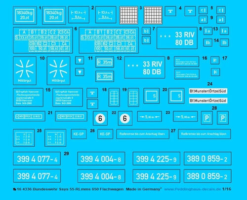 Peddinghaus-Decals 4336 Bundeswehr Ssys 55-Rlmms 650 Flat Wagon