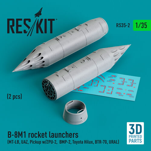 RES/KIT 35-0002 B-8M1 Rocket Launchers (2pcs) (MT-LB, UAZ, Pickup With ZPU-2, BMP-2, Toyota Hilux, BTR-70, URAL) (3D Printed)