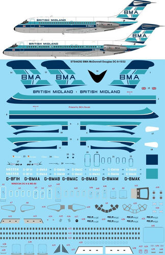 26 Decals STS44292 McDonnell-Douglas DC-9-15/32 - BMA British Midland Decals