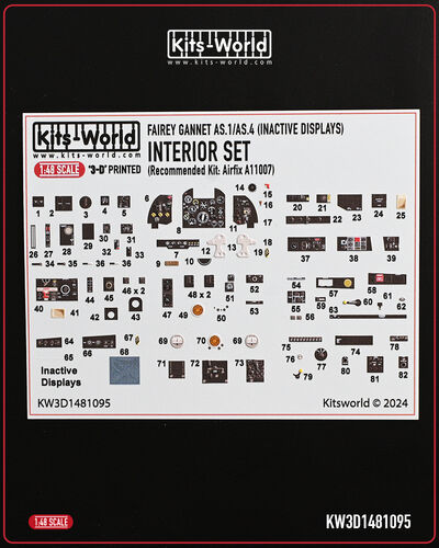 Kits World 3D1481095 Fairey Gannet AS.1/AS.4 - Cockpit Interior Detail Set - Inactive (for Airfix 11007 kit)