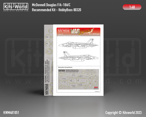 Kits World M481051 F/A-18 A/C Hornet - Wheels and Canopy Frame Paint Masks (for Hobby Boss 80320 kit)
